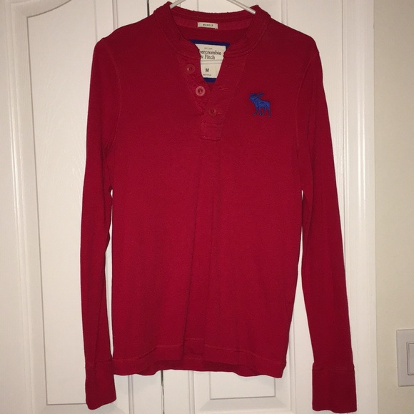 Abercrombie & Fitch | Shirts | Abercrombie Fitch Red Long Sleeve | Poshmark